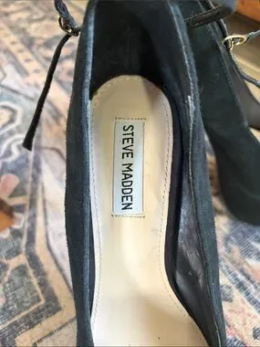 Steve Madden | Shoes | Steve Madden Black Suede Peeptoe Platform Pumps ...
